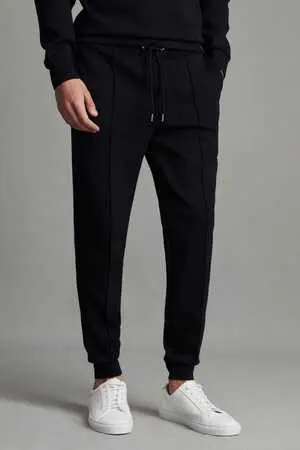 REISS Premier Green Premier Drawstring Jersey Joggers Navy