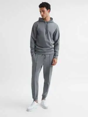 REISS Premier Green Premier Drawstring Jersey Joggers - Sage