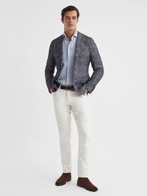 REISS Lindhurst Slim Fit Single Breasted Check Blazer