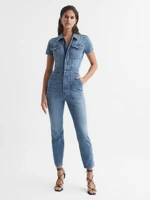 Good American Fit For Success Denim Jumpsuit Blue
