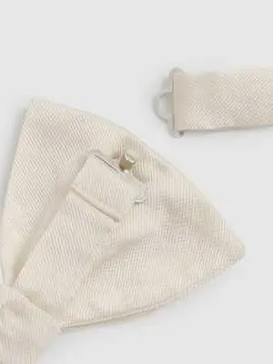 REISS Grosgrain Silk Bow Tie - Cream