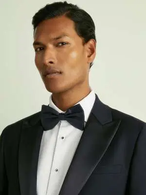 REISS Grosgrain Silk Bow Tie - Navy