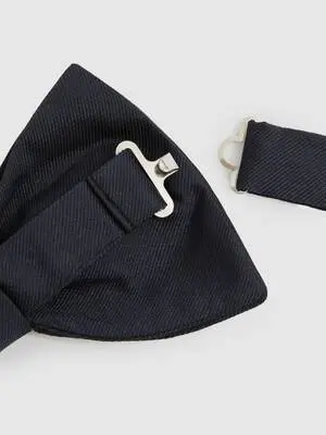 REISS Grosgrain Silk Bow Tie - Navy