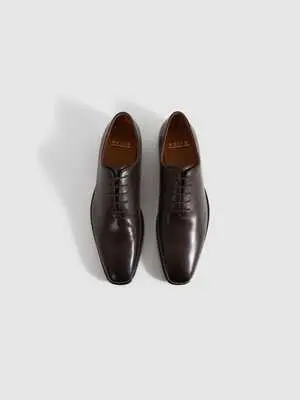 REISS Mead Leather Oxford Shoes - Dark Brown