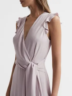 REISS Willow Wrap Tie Midi Dress