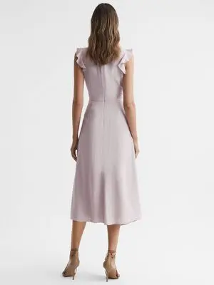 REISS Willow Wrap Tie Midi Dress