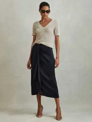 REISS Bella High-rise Wrap Midi Skirt