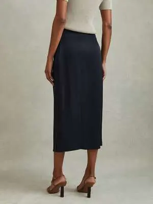 REISS Bella High-rise Wrap Midi Skirt