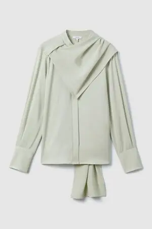 REISS Emilia Satin Shirt With Detachable Scarf