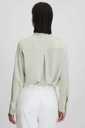 REISS Emilia Satin Shirt With Detachable Scarf