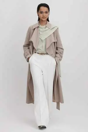 REISS Emilia Satin Shirt With Detachable Scarf