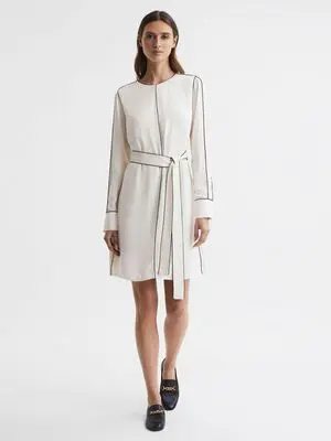 REISS Elainy Belted Trim Dress