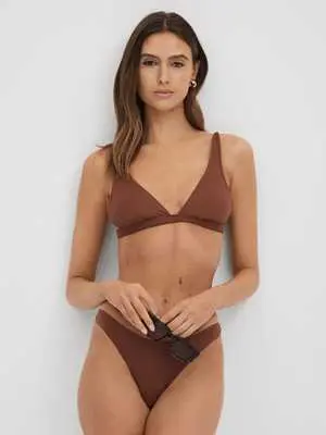 Bondi Born Plunge Neck Bikini Top - Copper