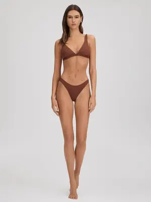 Bondi Born Plunge Neck Bikini Top - Copper