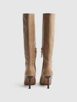 REISS Gracyn Leather Knee High Boots