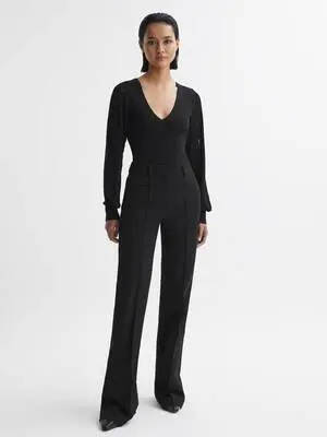 REISS Lexi Knitted Top With Blouson Sleeves