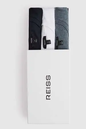 REISS 3 Bless 3 Pack Cotton Crew-neck Tailored-fit T-shirts 3-pack Blue Multi