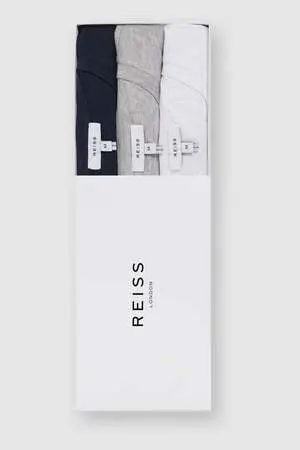 REISS 3 Bless 3 Pack Cotton Crew-neck Tailored-fit T-shirts 3-pack White/grey/navy
