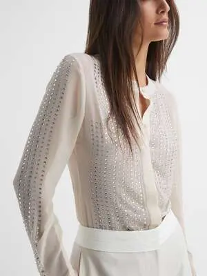 REISS Robyn Embellished Fitted Shirt