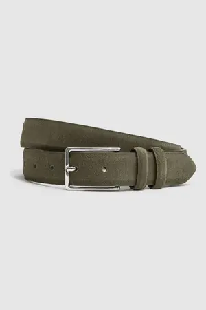 REISS Reiss Dante Suede Belt Khaki