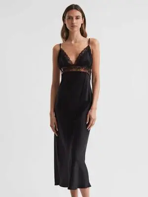 MAISON ESSENTIELE Silk Lace Midi Dress