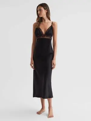 MAISON ESSENTIELE Silk Lace Midi Dress