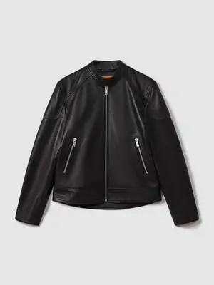 REISS X Mclaren F1 Team Piston Embossed Leather Jacket