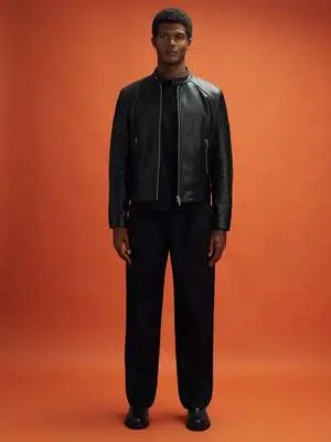 REISS X Mclaren F1 Team Piston Embossed Leather Jacket