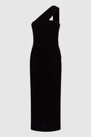 REISS Abbey Velvet One-shoulder Midi Dress