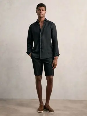 REISS Wicketairforce Regular Length Cotton Chino Shorts With Stretch - Black