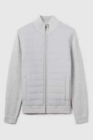 REISS Zip-through Hybrid Jacket - Soft Grey