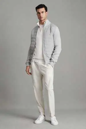 REISS Zip-through Hybrid Jacket - Soft Grey