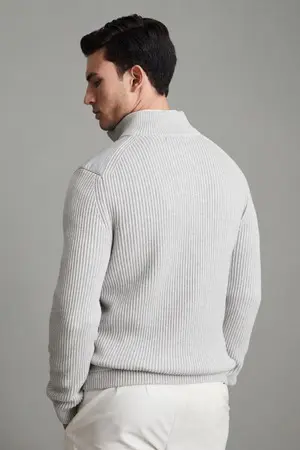 REISS Zip-through Hybrid Jacket - Soft Grey