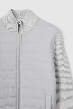 REISS Zip-through Hybrid Jacket - Soft Grey