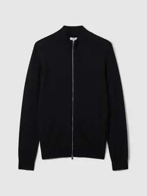 REISS Hampshire Wool Funnel-neck Cardigan