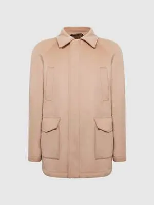 REISS Mandarin Zip Through Cashmere Coat