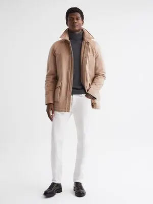 REISS Mandarin Zip Through Cashmere Coat