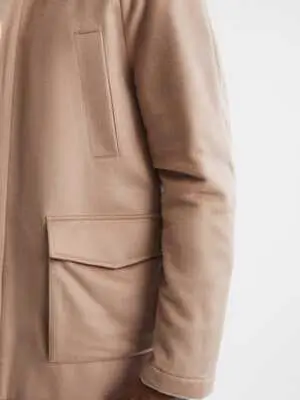 REISS Mandarin Zip Through Cashmere Coat