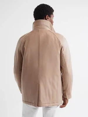 REISS Mandarin Zip Through Cashmere Coat