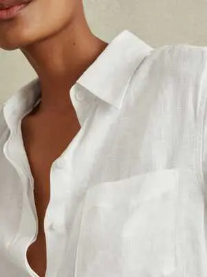 REISS Campbell Linen Shirt - White