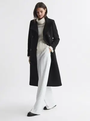 REISS Blair Wool Blend Double-breasted Long Coat