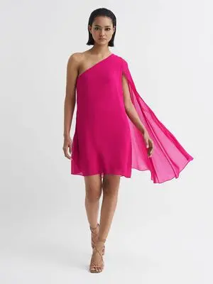 REISS Fleur Sheer Cape Sleeve Mini Dress