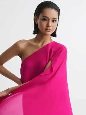 REISS Fleur Sheer Cape Sleeve Mini Dress