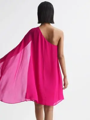 REISS Fleur Sheer Cape Sleeve Mini Dress