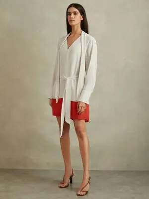 REISS Marta Tie Neck Shift Dress