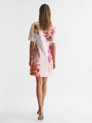 REISS Floral Printed Mini Shift Dress
