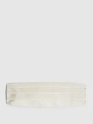 REISS Silk Grosgrain Cummerbund - Ivory