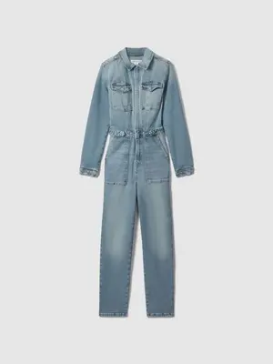 Good American Denim Long Sleeve Jumpsuit