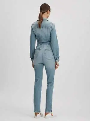 Good American Denim Long Sleeve Jumpsuit
