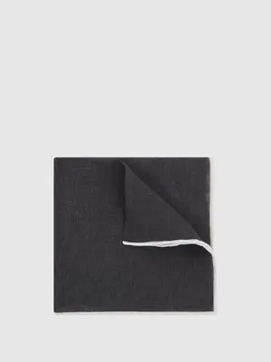 REISS Piazza Linen Plain Pocket Square